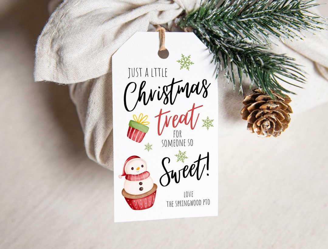 Christmas Cupcake Gift Tag Template Editable Christmas Gift - Etsy