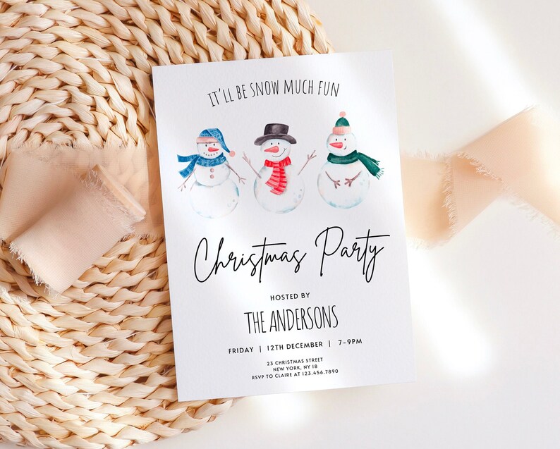 Editable Snowman Christmas Party Invitation Template Editable - Etsy UK