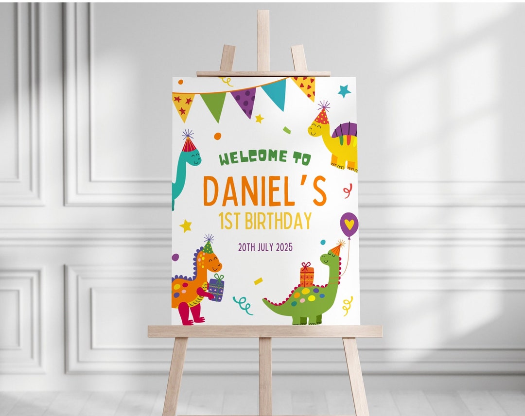 Editable Dinosaur Birthday Welcome Sign Template Digital Download Dino ...