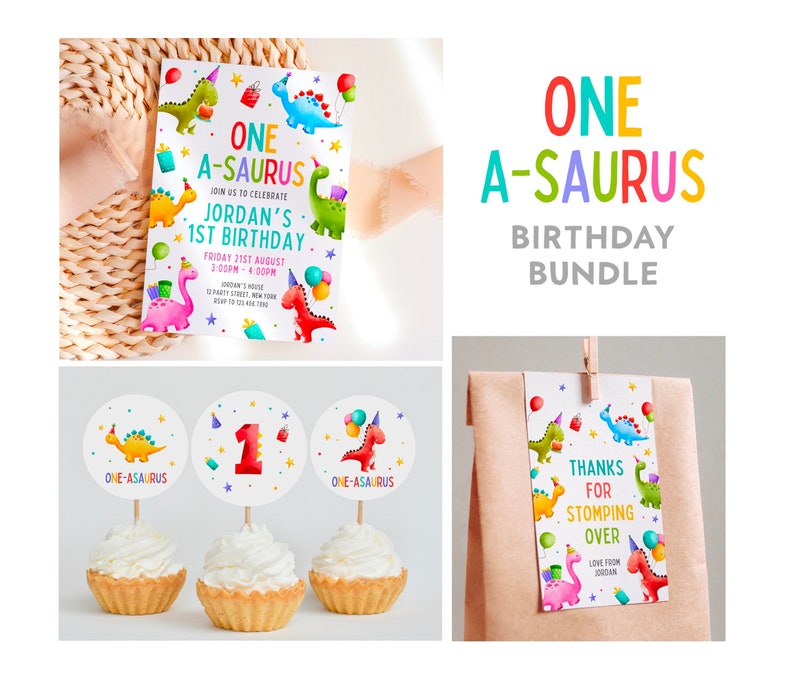 One-a-saurus Dinosaur Birthday Bundle Digital Download Dino 1st ...