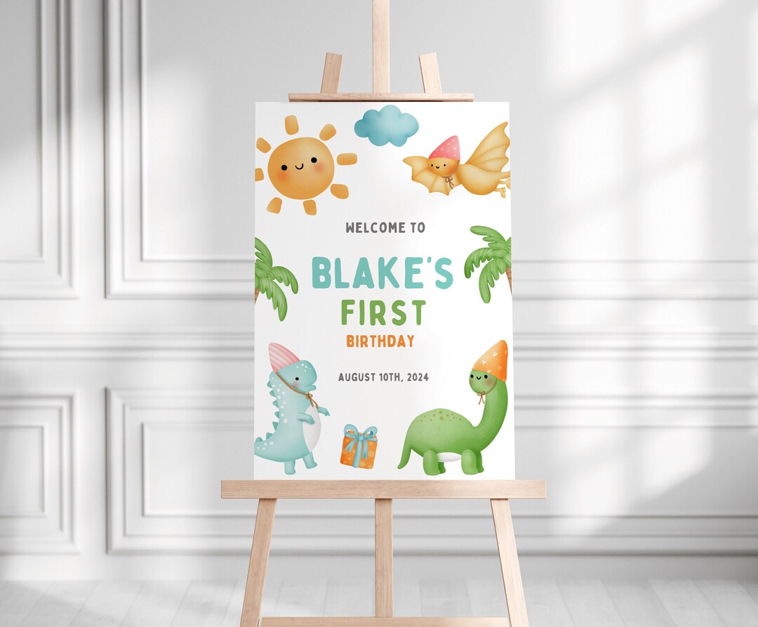 Oneasaurus Birthday Welcome Sign Template Dinosaur 1st Birthday Custom ...