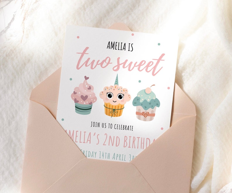 Two Sweet Birthday Invitation Template Printable Girl Invitation ...