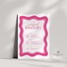 Pink Hen Weekend Itinerary Template Printable Pink Wavy Border Hen ...