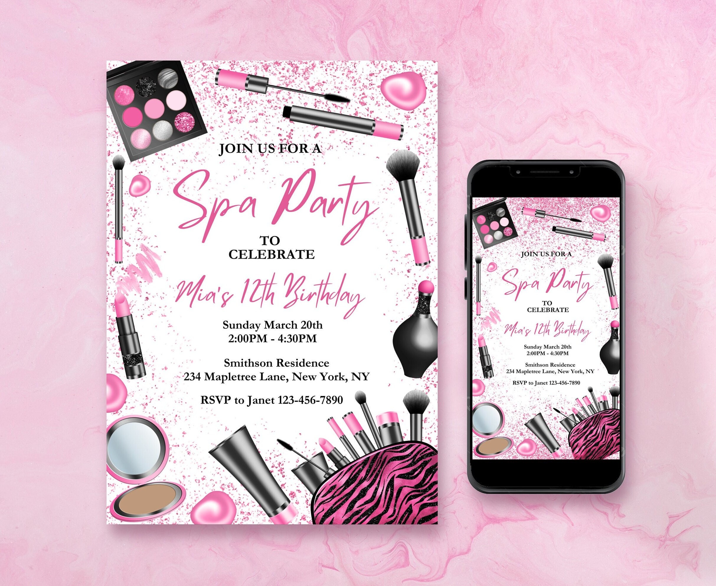 Pamper Party Invitation Template Canva Spa Party Birthday Invitation ...