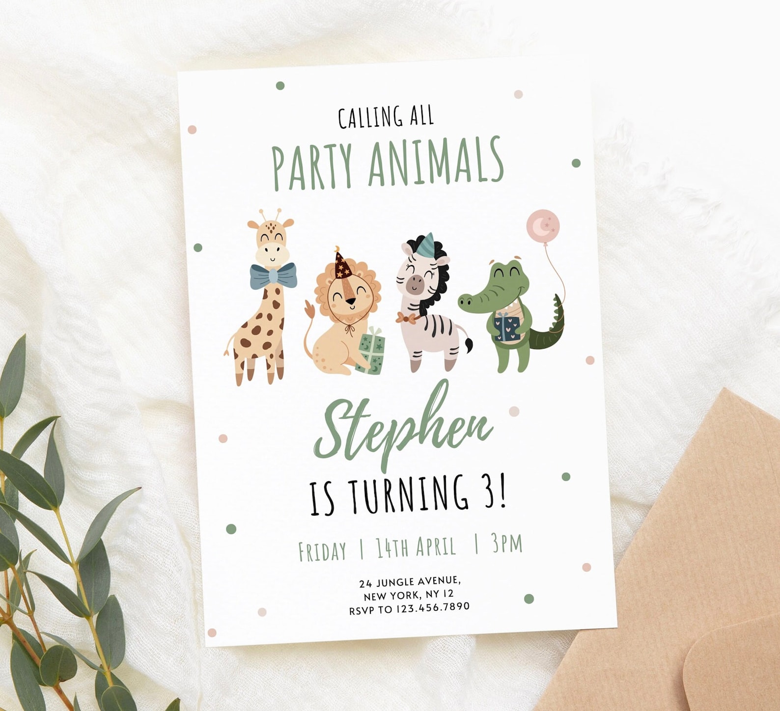 Party Animals Birthday Invitation Template Printable Boy - Etsy