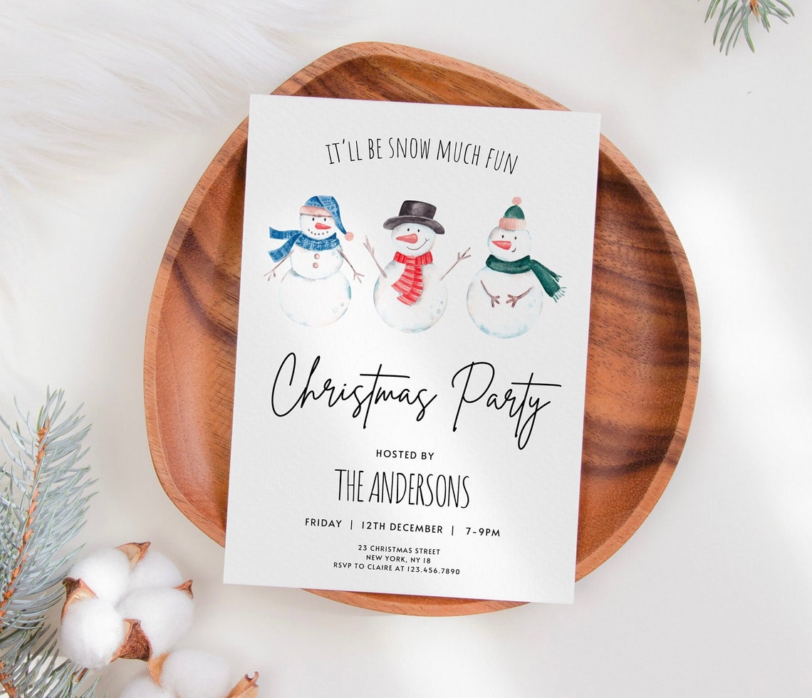 Editable Snowman Christmas Party Invitation Template Editable - Etsy UK
