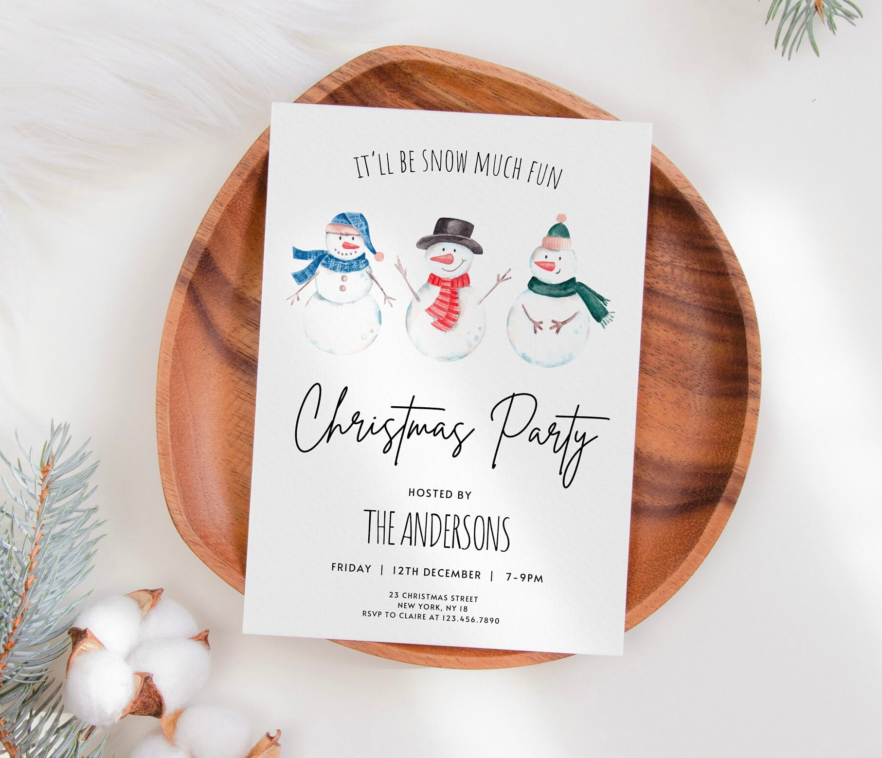 Editable Snowman Christmas Party Invitation Template Editable - Etsy UK