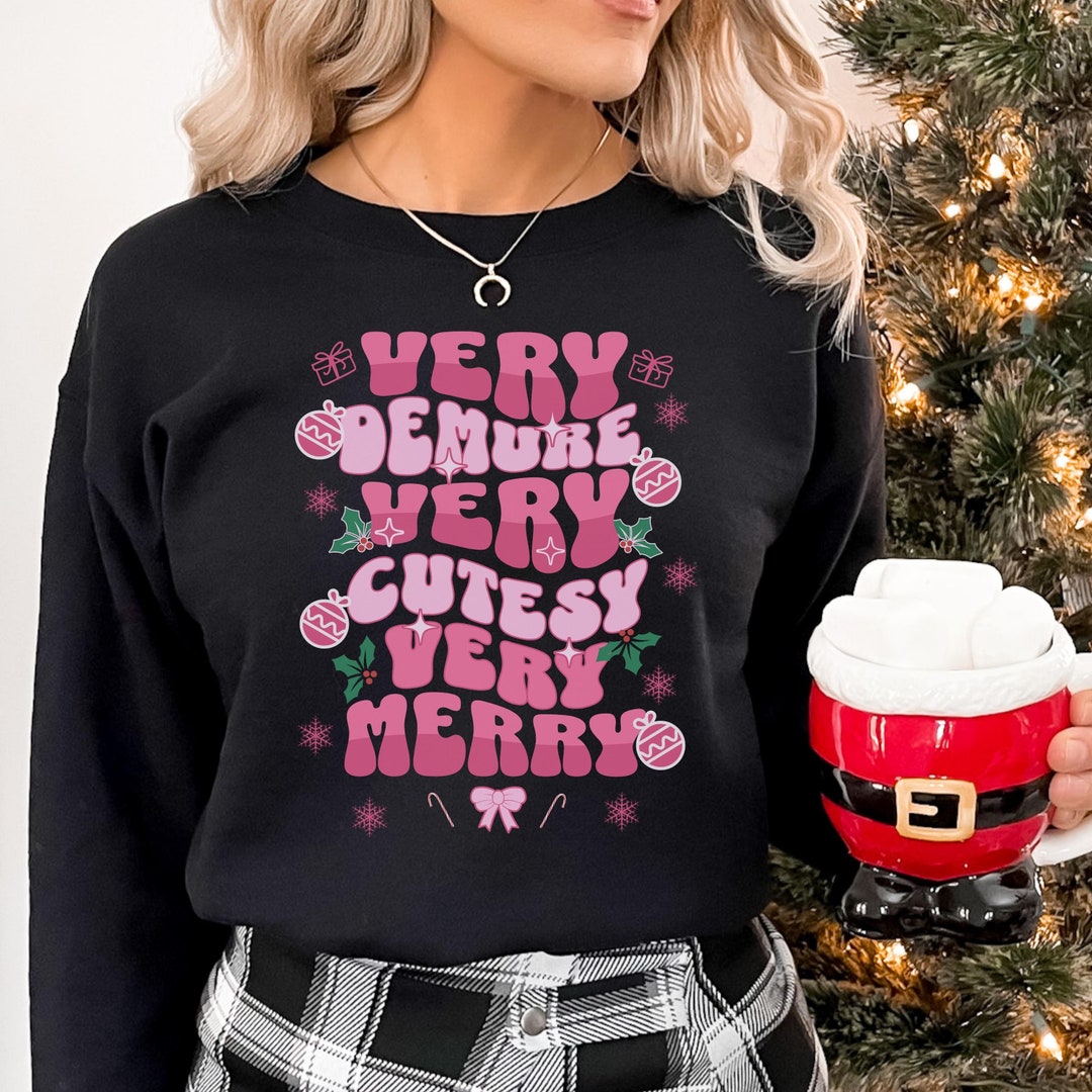 Cute Coquette Demure Christmas Sweatshirt, Funny Christmas Sweatshirt ...
