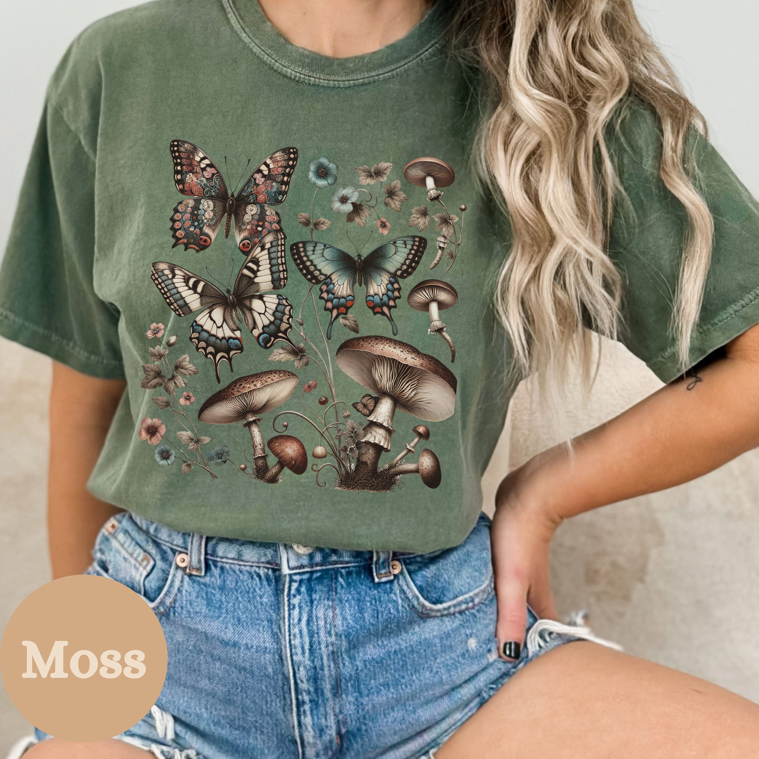 Mushroom Core Aesthetic Mushroom Tshirt, Dark Mushroomcore Fungi Tee ...
