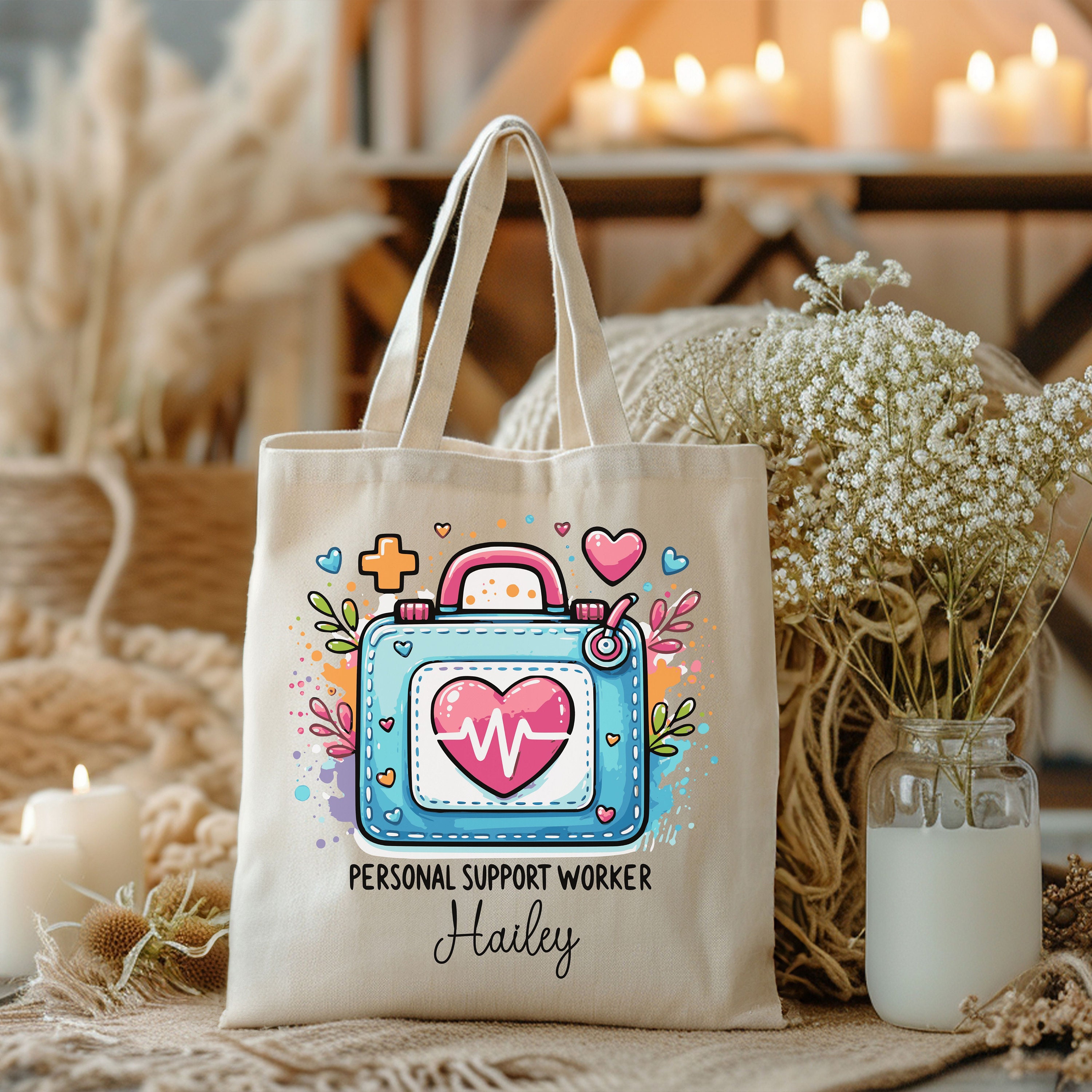 Personalized Name Canvas Tote Bag for Personal Support Worker,gift for ...