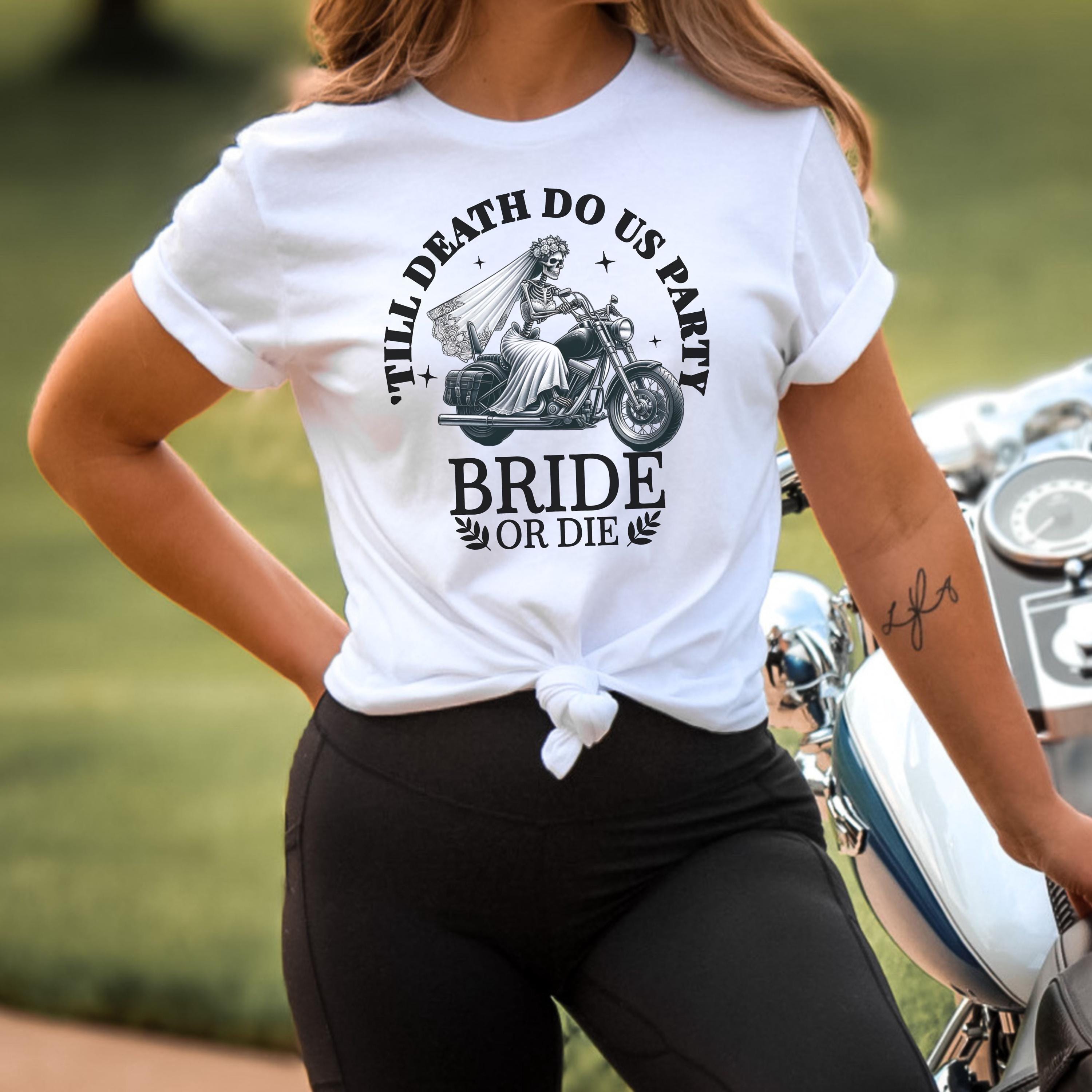 Motorcycle Bride Wedding Shirt, Biker Bride on Motorcycle, Married ...