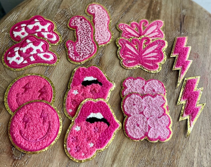 Chenille Patch Girly Pink Iron-on Chenille Patch Pink Iron-on Patch Girly Chenille Patches - Etsy