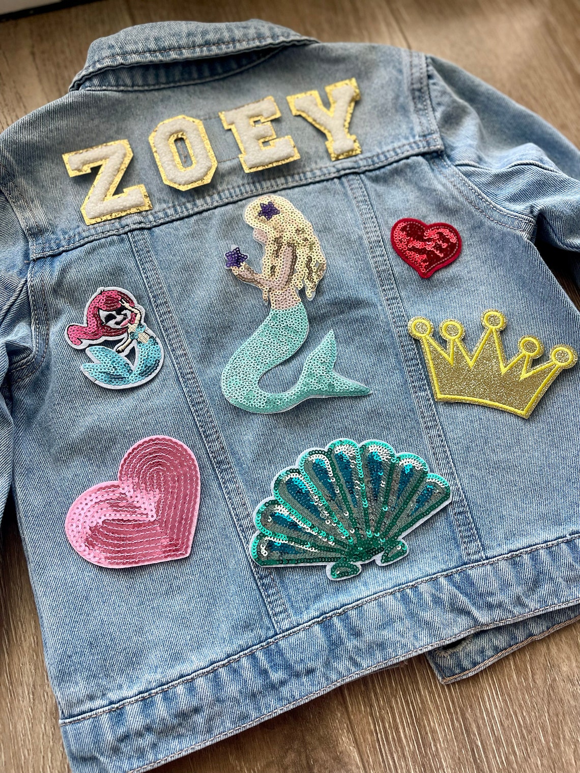 Mermaid Jacket Jean Girls Patch Jacket Custom Mermaid Girls Jacket ...