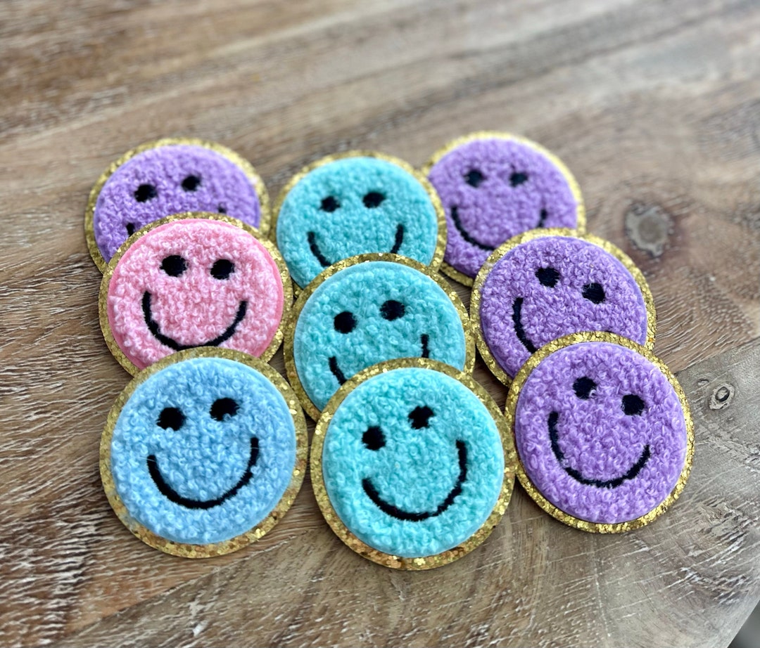 Chenille Patch Smiley Face Iron-on Chenille Patch Smile Iron-on Patch ...