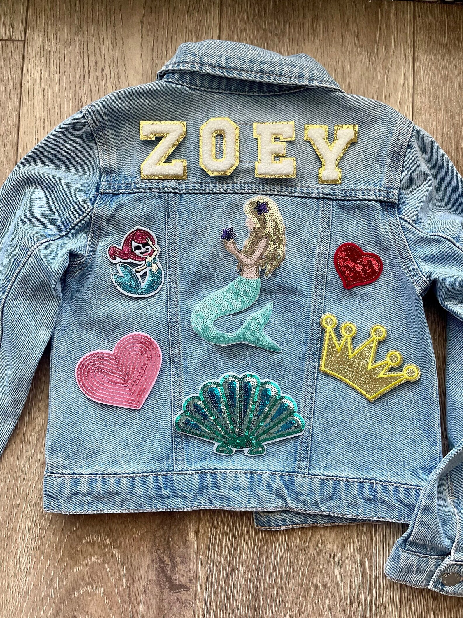 Mermaid Jacket Jean Girls Patch Jacket Custom Mermaid Girls Jacket ...