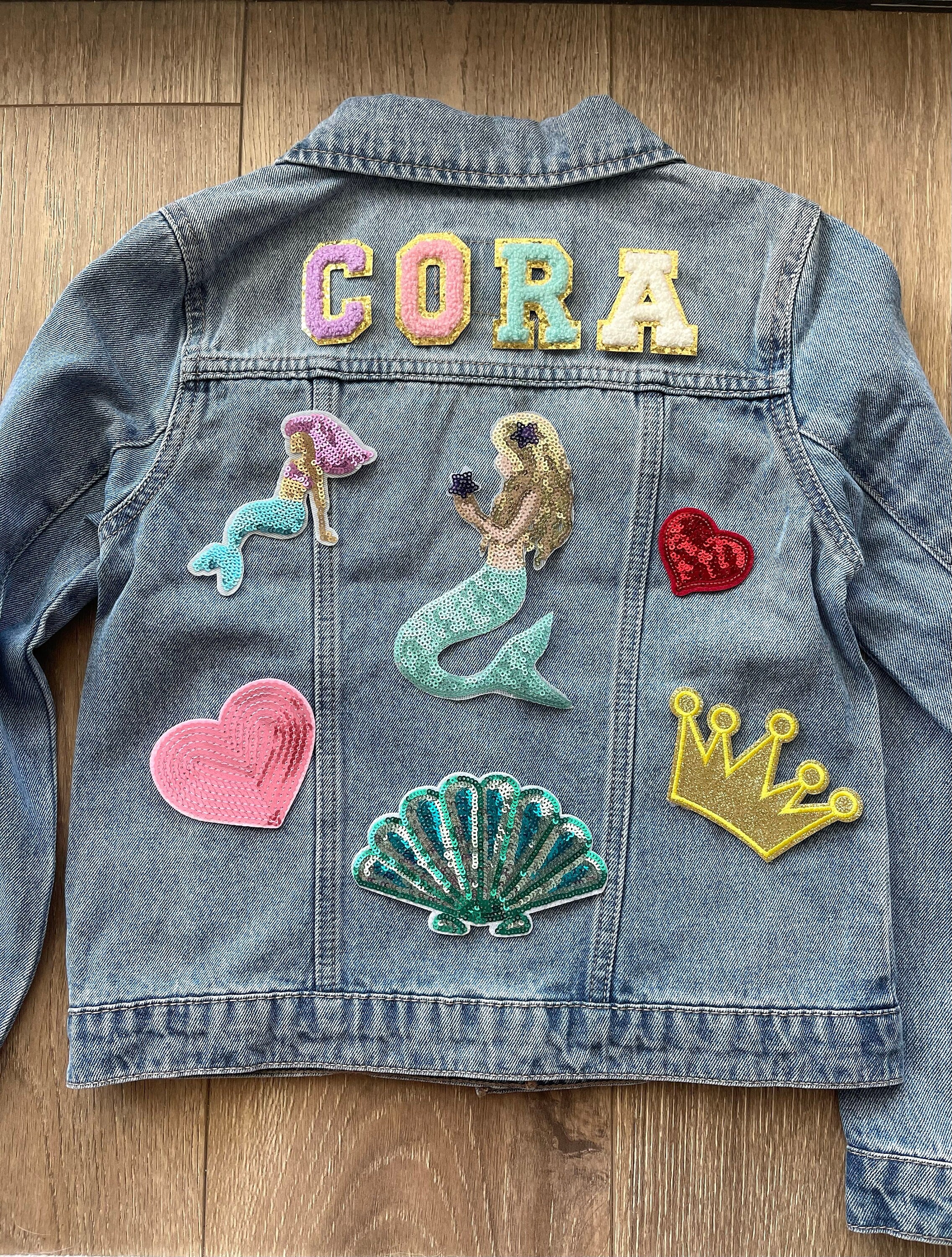 Mermaid Jacket Jean Girls Patch Jacket Custom Mermaid Girls Jacket ...