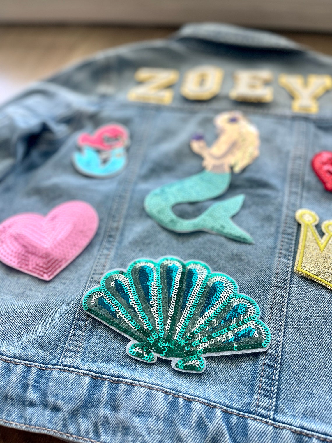 Mermaid Jacket Jean Girls Patch Jacket Custom Mermaid Girls Jacket Mermaid Denim Custom Name ...
