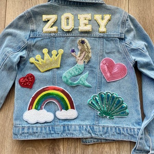 Mermaid Jacket Jean Girls Patch Jacket Custom Mermaid Girls Jacket ...