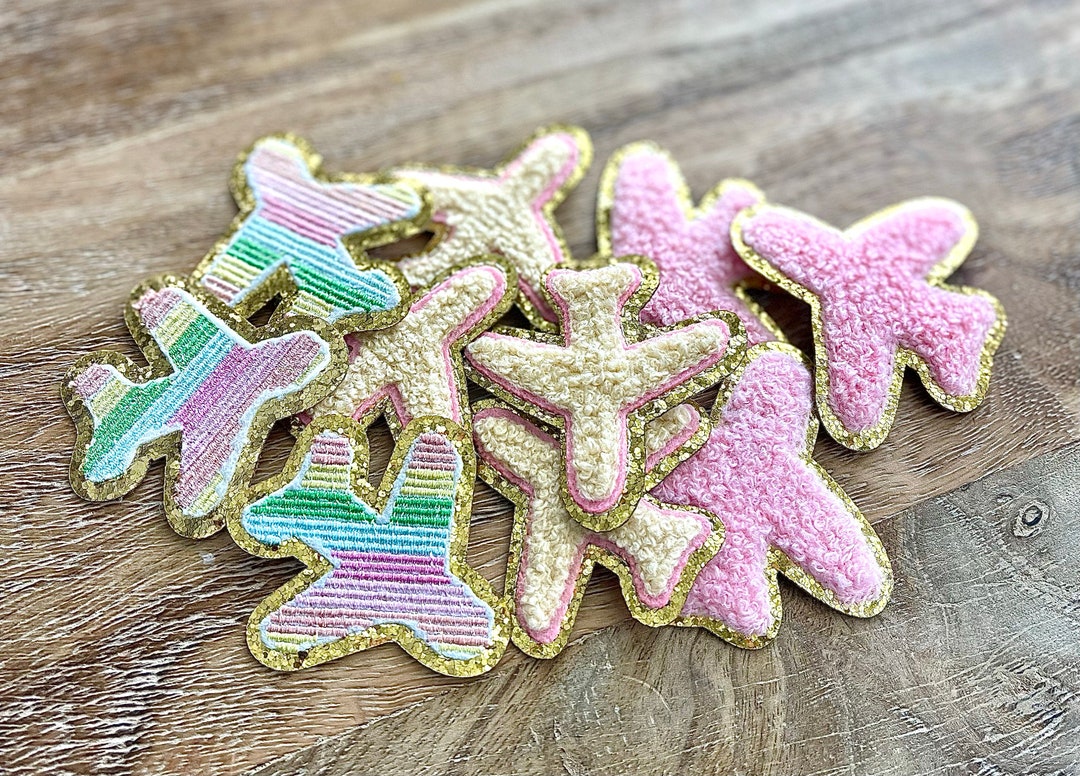 Chenille Patch Airplane Iron-on Chenille Patch Pink Airplane Iron-on ...