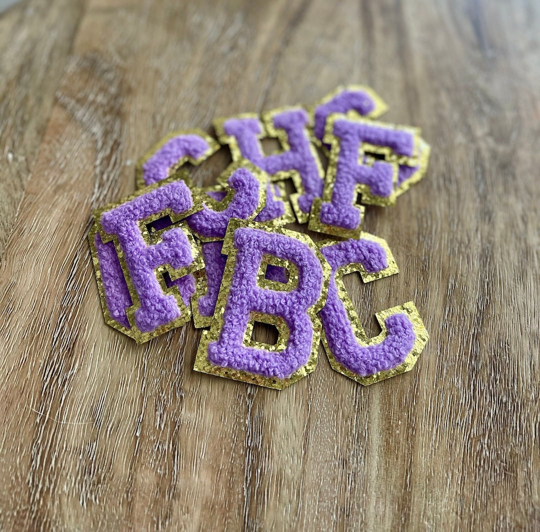 Chenille Patch Letter Iron-on Chenille Patch Purple Letter Iron-on ...