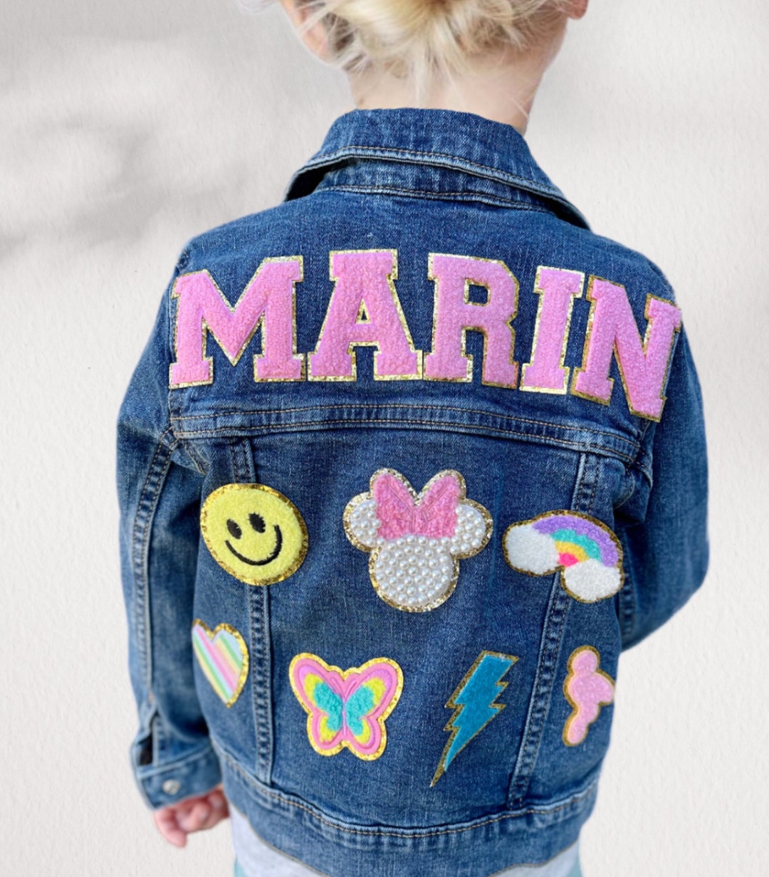 Jacket Jean Girls Patch Jacket Custom Chenille Jacket Denim Custom Name ...