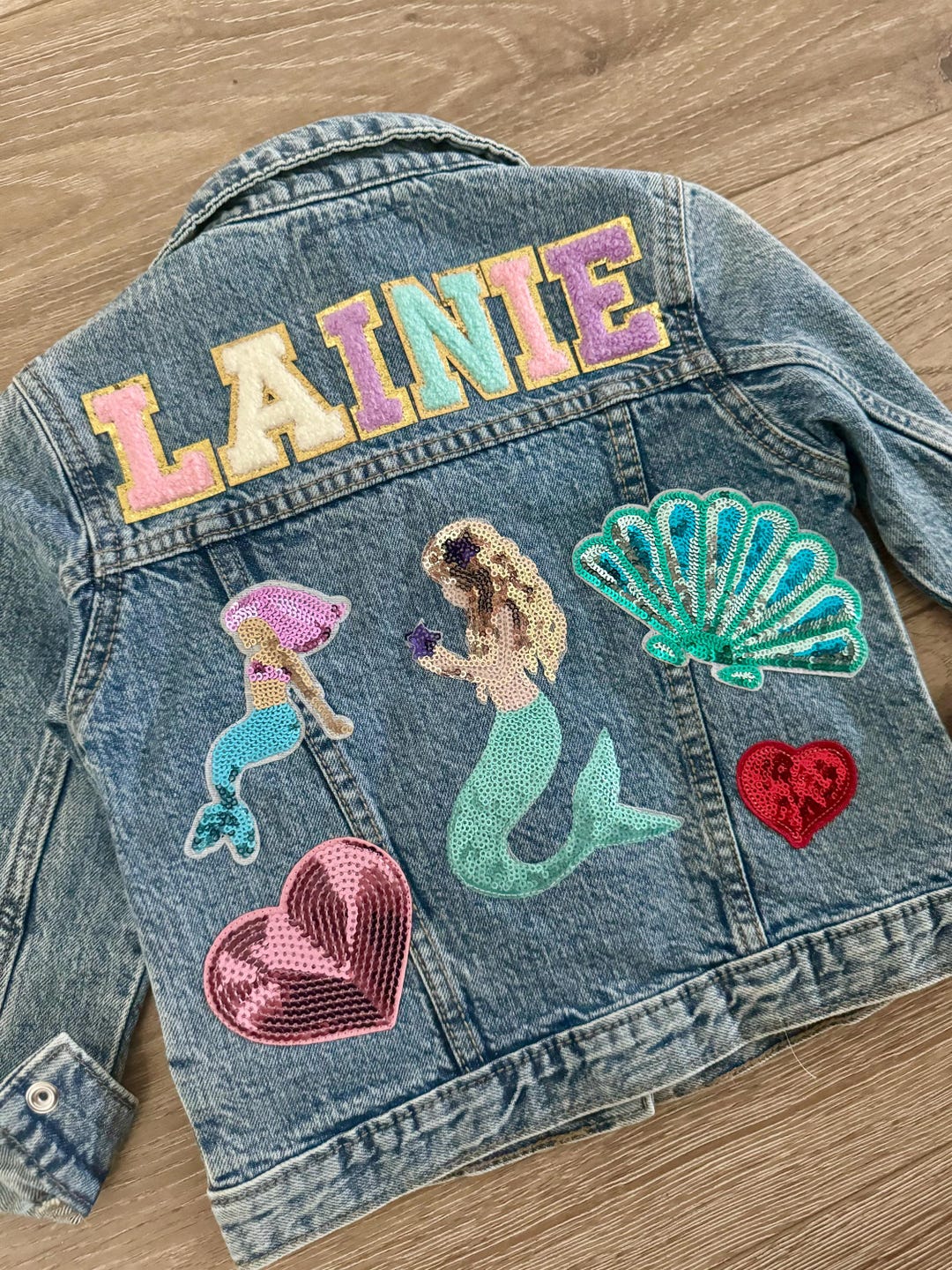 Mermaid Jacket Jean Girls Patch Jacket Custom Mermaid Girls Jacket ...