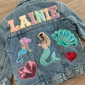 Mermaid Jacket Jean Girls Patch Jacket Custom Mermaid Girls Jacket ...