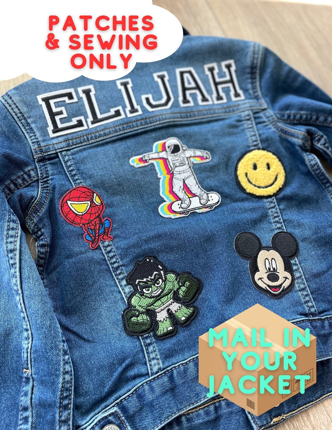 Jacket Patches Sewed on Your Jean Jacket Boys Superhero Jean Jacket ...