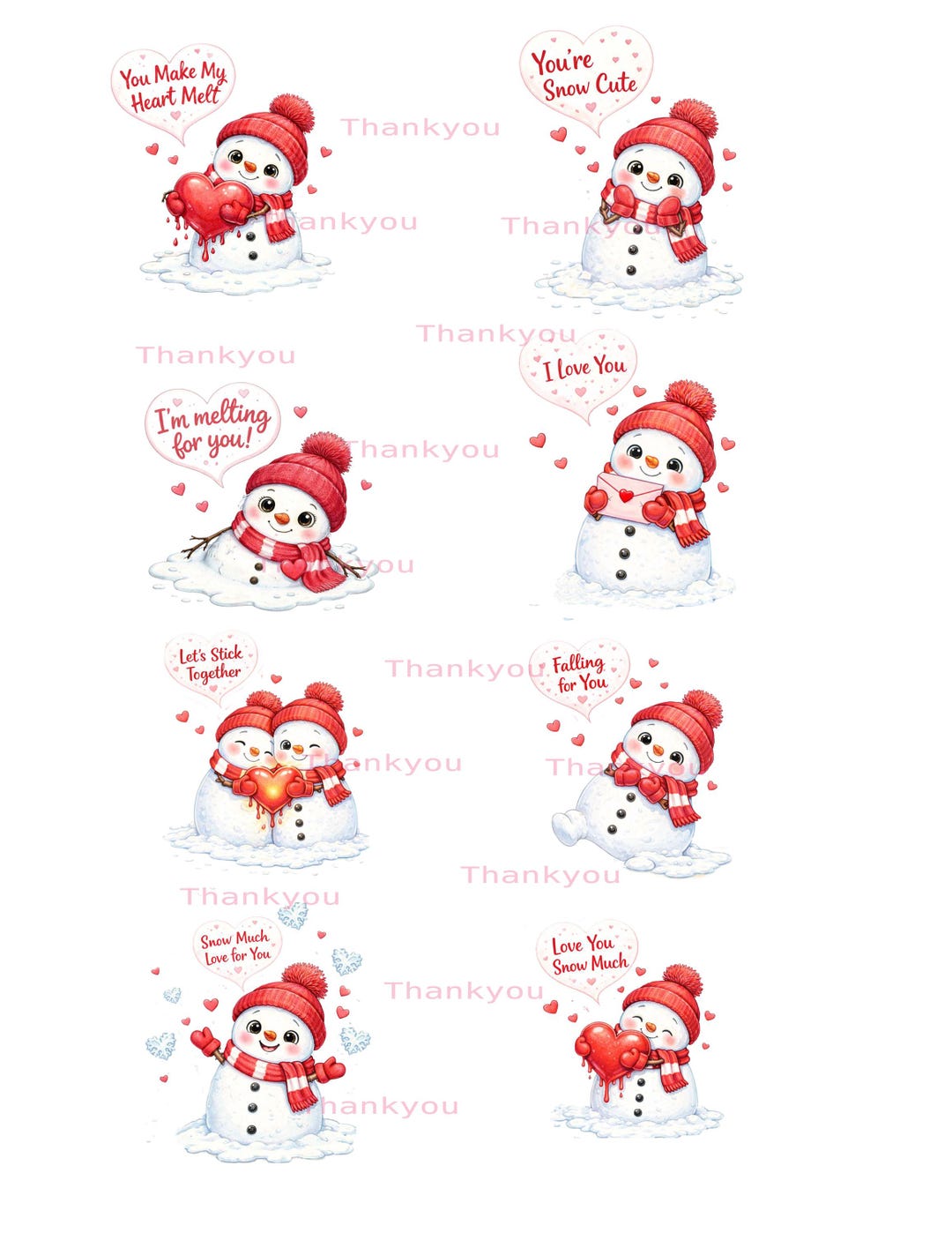 Valentine Snowman PNG Bundle, Snowman Clipart, Sublimation Designs ...
