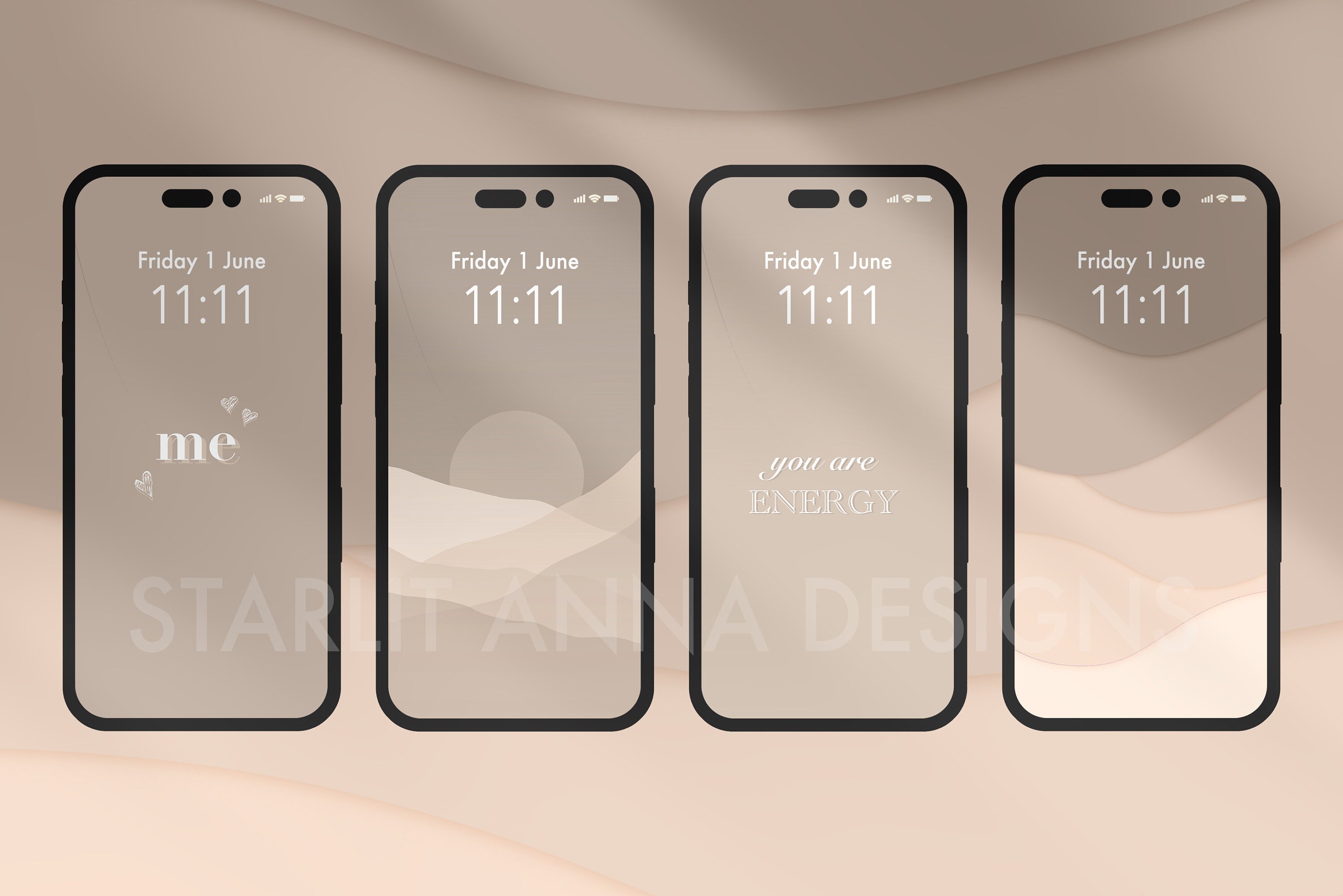 Beige Chic Minimalist Aesthetic iPhone Wallpaper Set (x4) for iPhone 12 ...