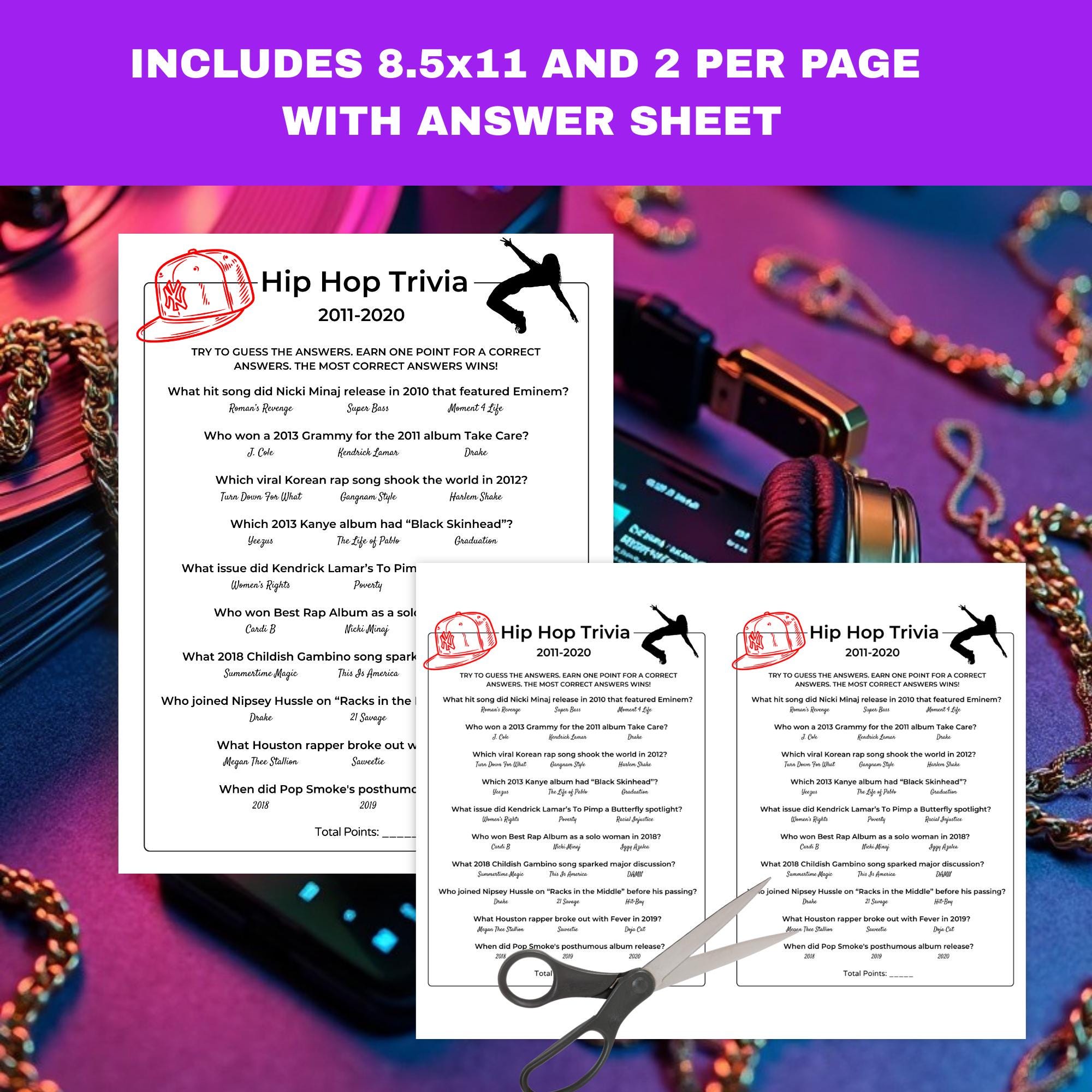 2000s Rap Pop Culture Trivia, Printable Pop Culture Trivia Game, Party ...