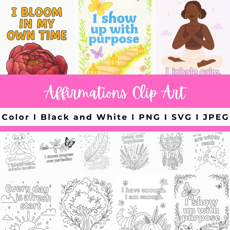 Affirmations Clipart, Images for Commercial Use, Digital Clipart ...