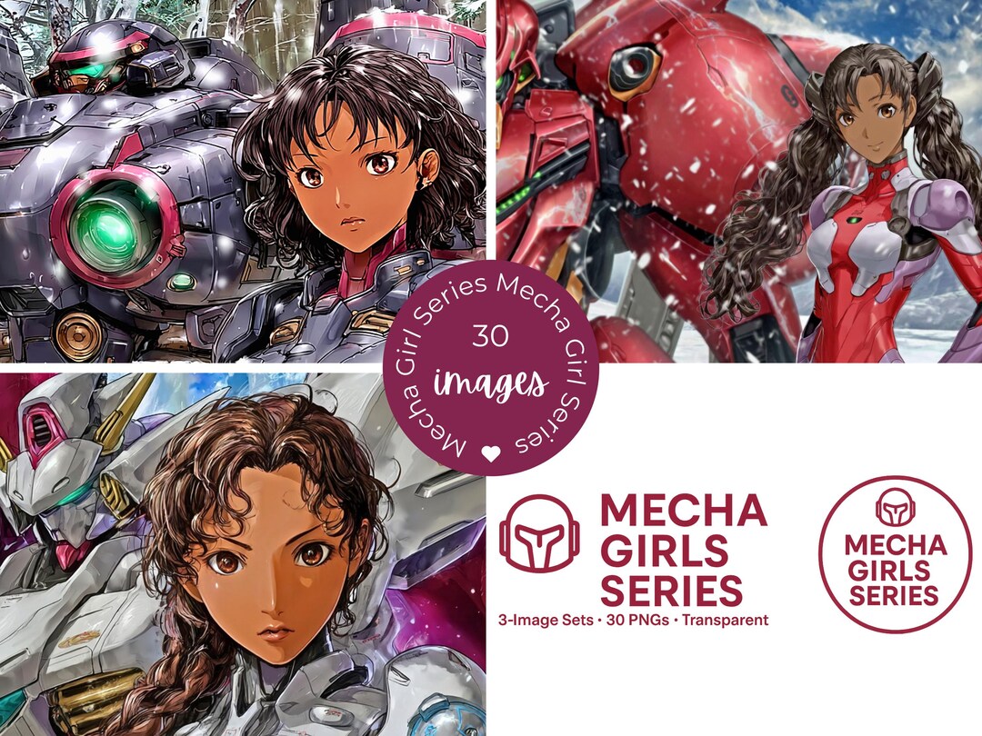 Mecha Girls Anime Art Posters Set, Winter Anime Theme, Futuristic Armor ...