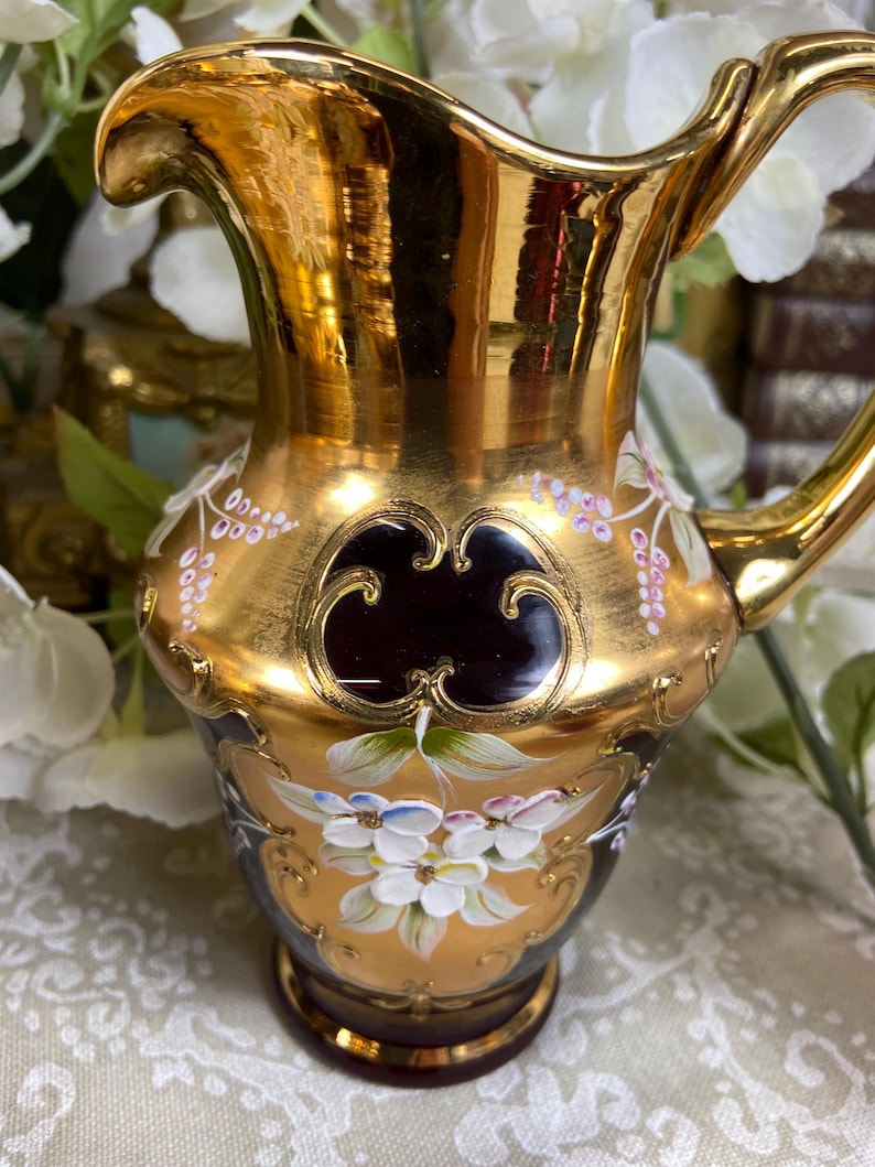 Vintage Murano Venezia Cranberry Glass Tea Set - Etsy