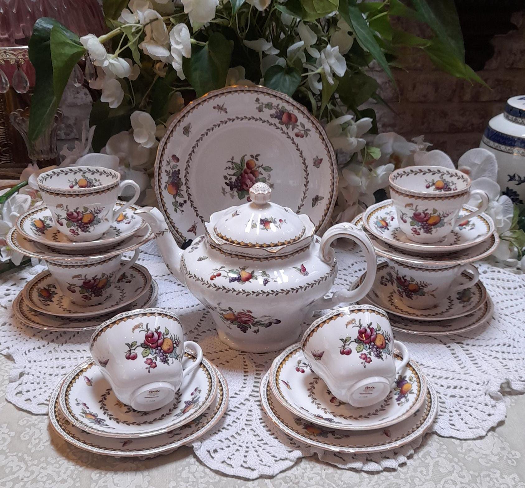 Vintage Spode Rockingham Tea Set - Etsy