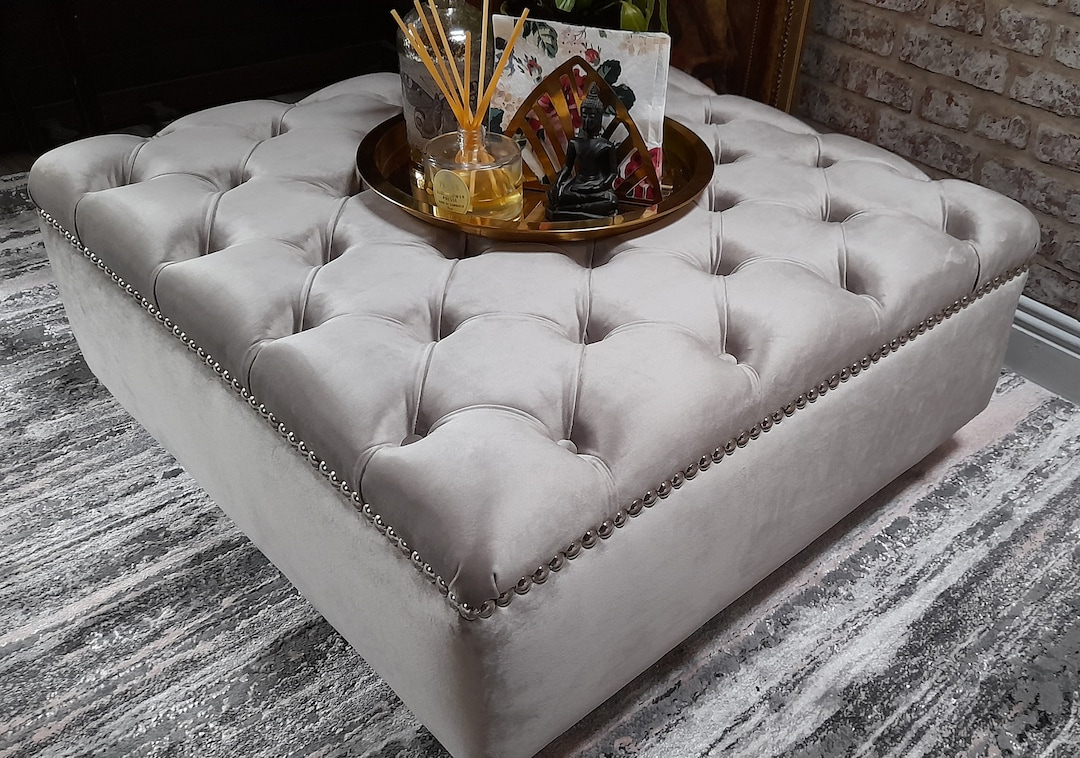 Handmade Deep Buttoned Footstool /coffee Table - Etsy