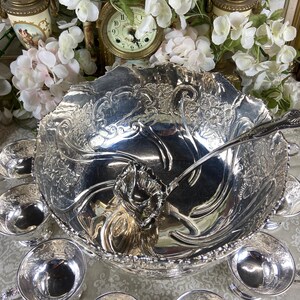 Vintage Silver Plated Punch Bowl With Cups - Etsy