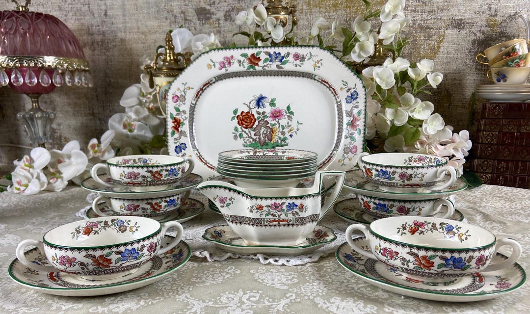 An Antique Spode Chinese Rose Dinner Set - Etsy