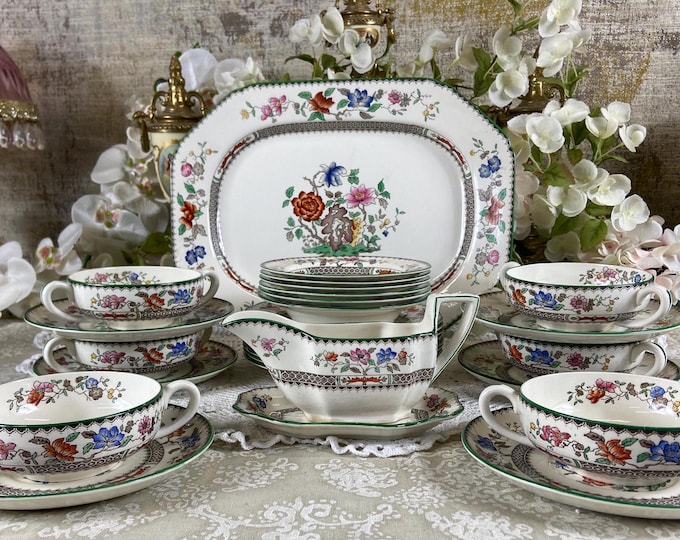 An Antique Spode Chinese Rose Dinner Set - Etsy