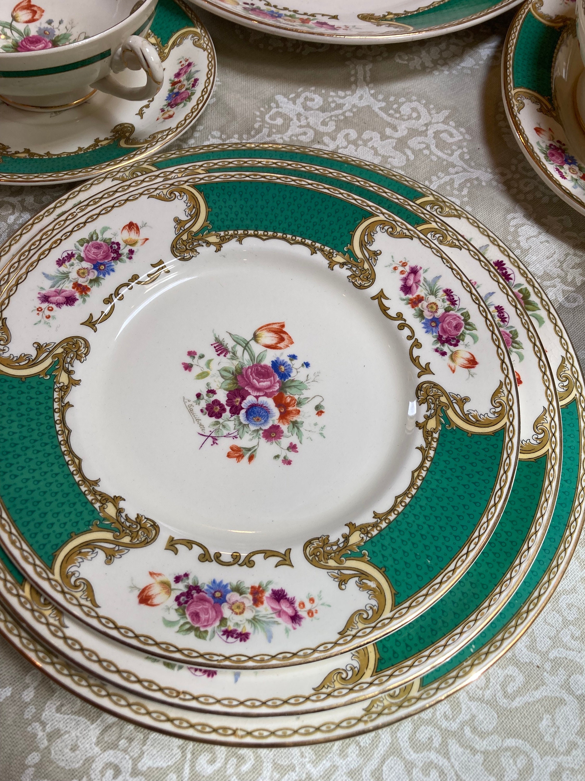 An Antique Myott Staffordshire bouquet Dinner Set - Etsy
