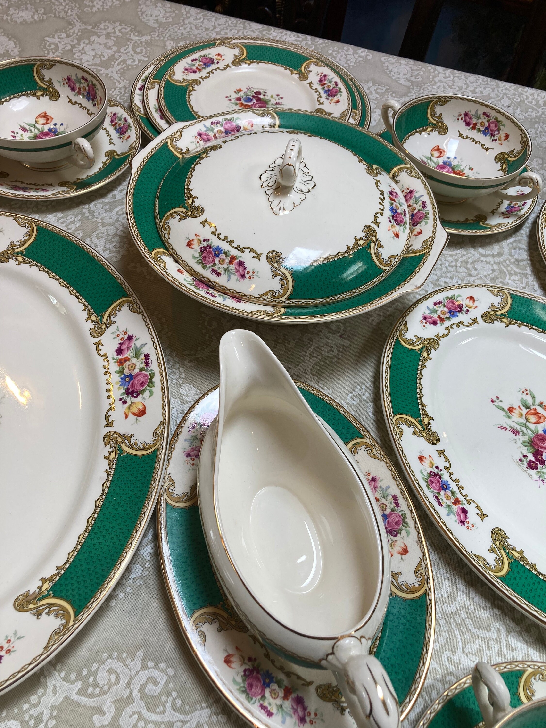 An Antique Myott Staffordshire bouquet Dinner Set - Etsy
