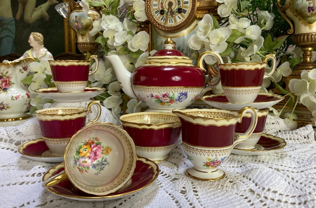 An Antique Crown Staffordshire Tea Set - Etsy