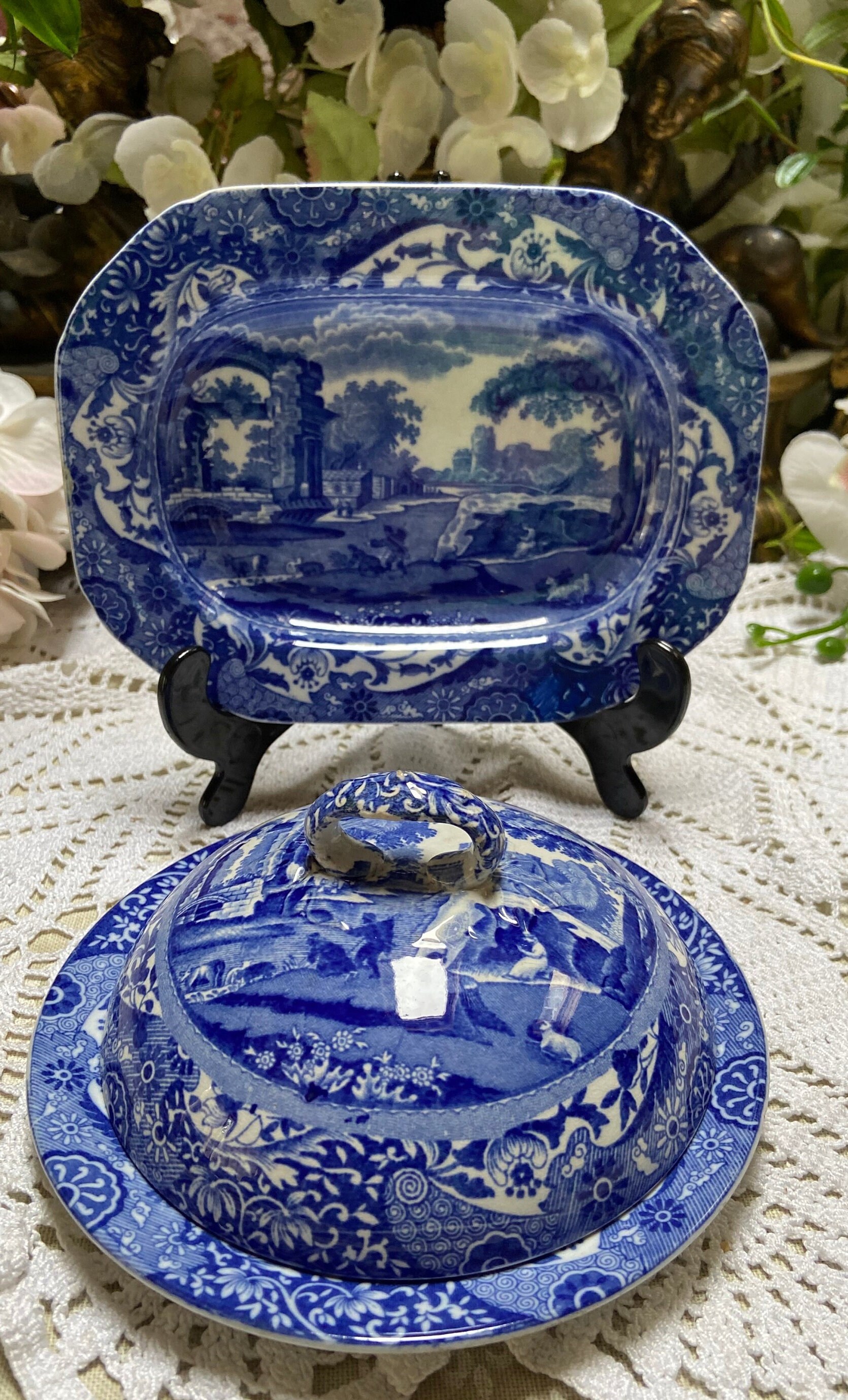 Antique Spode Copeland Butter Dish and Serving Plate - Etsy