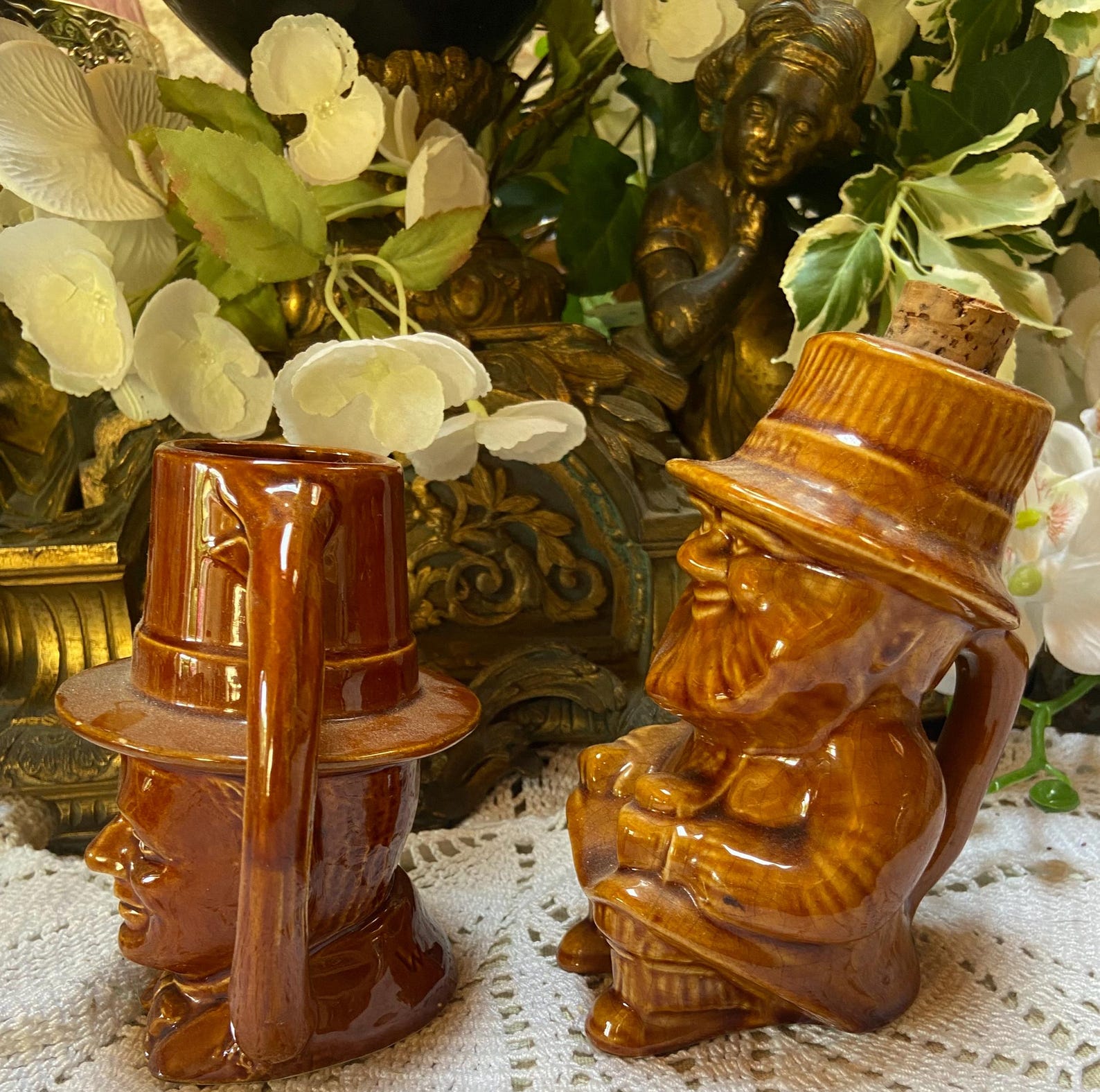 Vintage Toby Jug Welsh Lady and Fisherman With Cork - Etsy