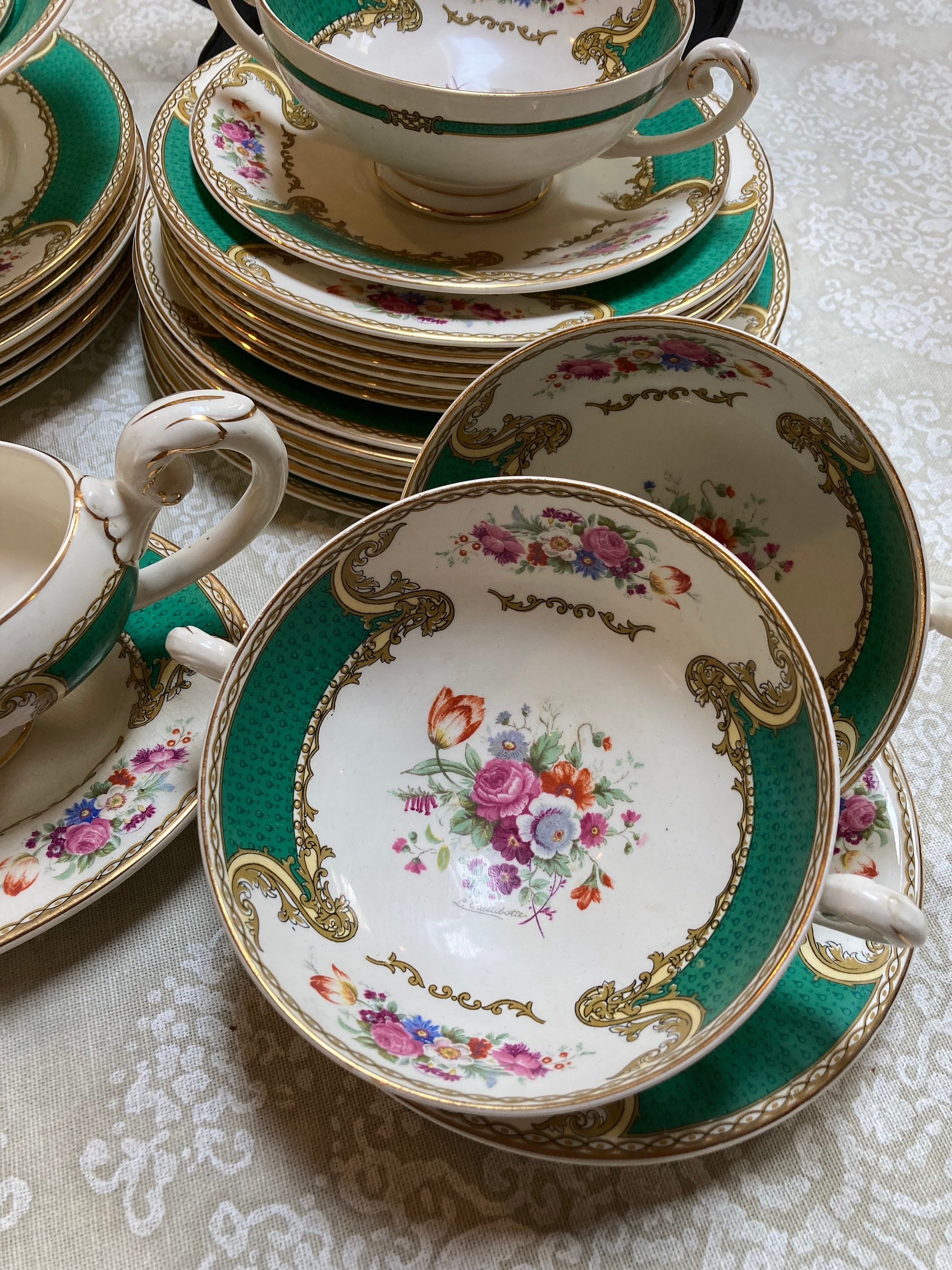 An Antique Myott Staffordshire bouquet Dinner Set - Etsy