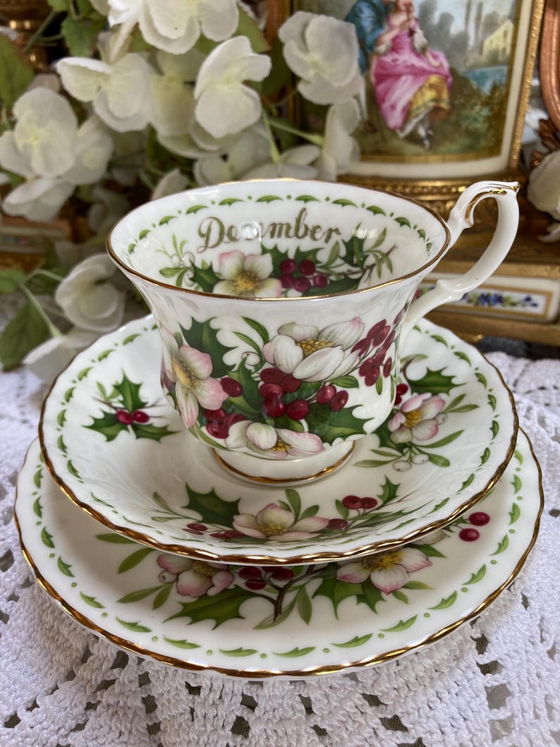 Royal Albert Flowers of the Month December Trio - Etsy