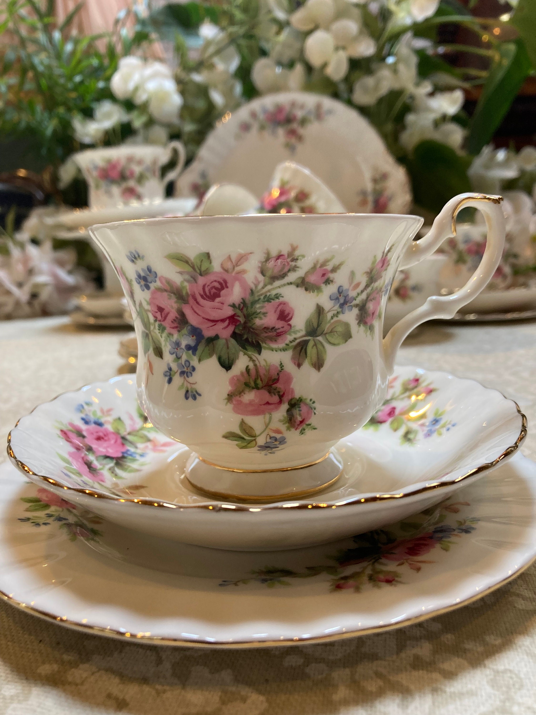 Royal Albert “moss Rose “ Tea Set - Etsy