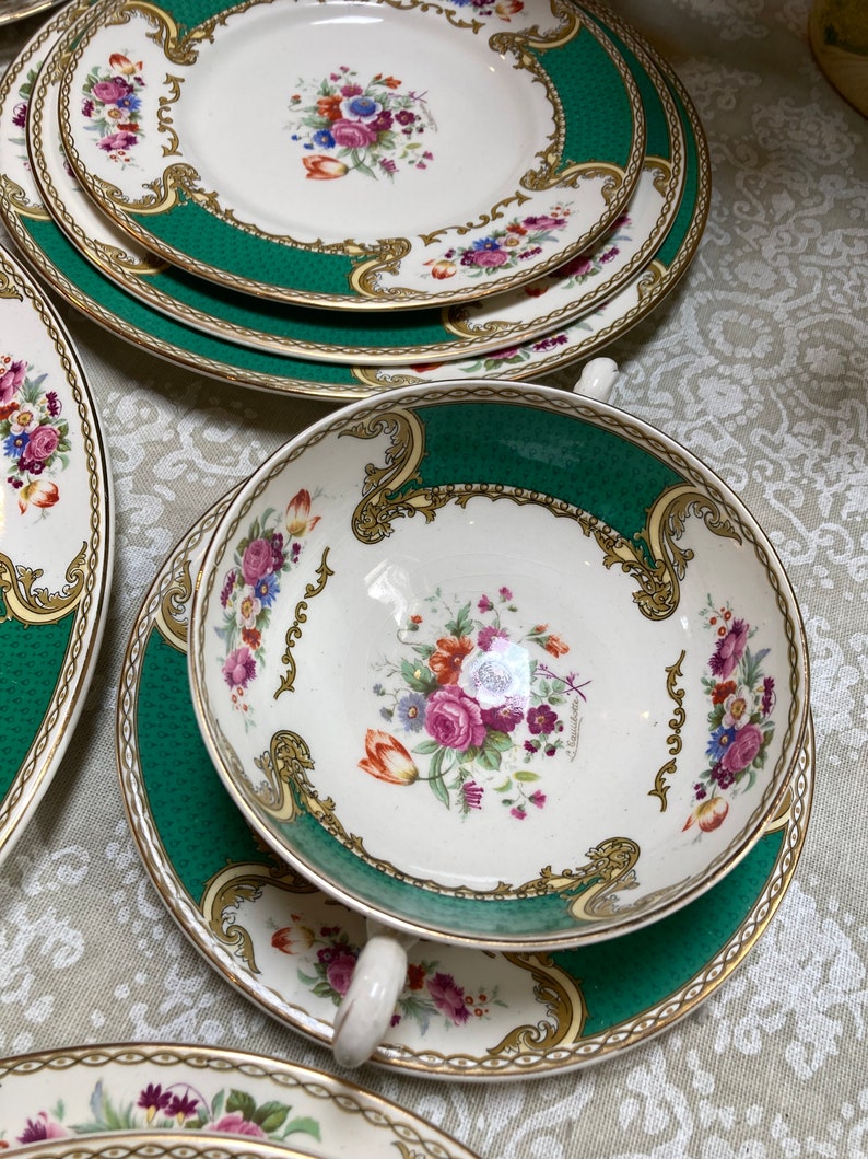 An Antique Myott Staffordshire bouquet Dinner Set - Etsy