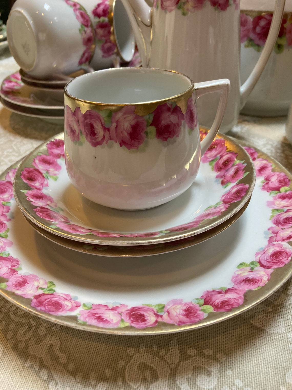 Vintage Rose Tea Set - Etsy