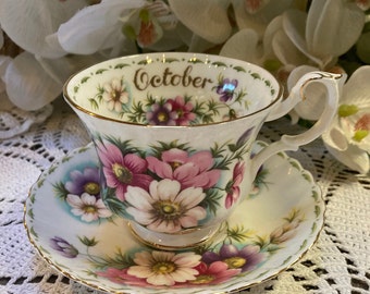 Royal Albert Flower of the Month October Cosmos Fine Bone China Tea Cup ...